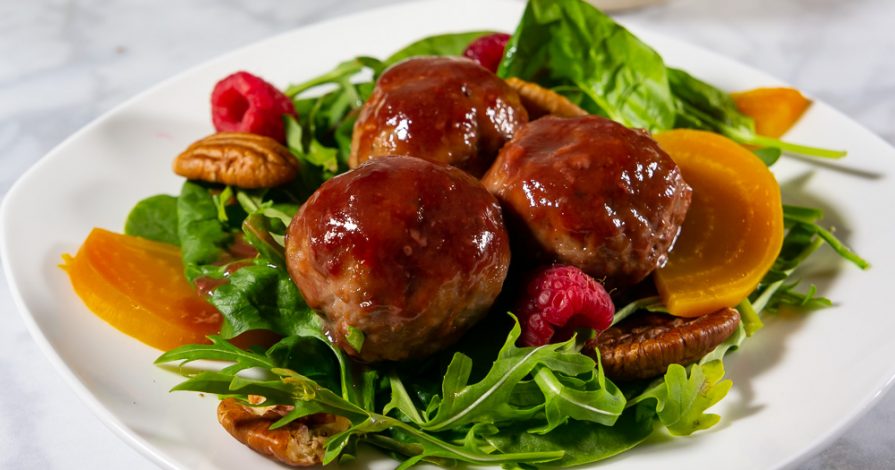 Raspberry Glazed Meatballs - The Flour Handprint