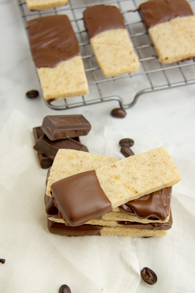 Chocolate Dipped Espresso Shortbread - The Flour Handprint